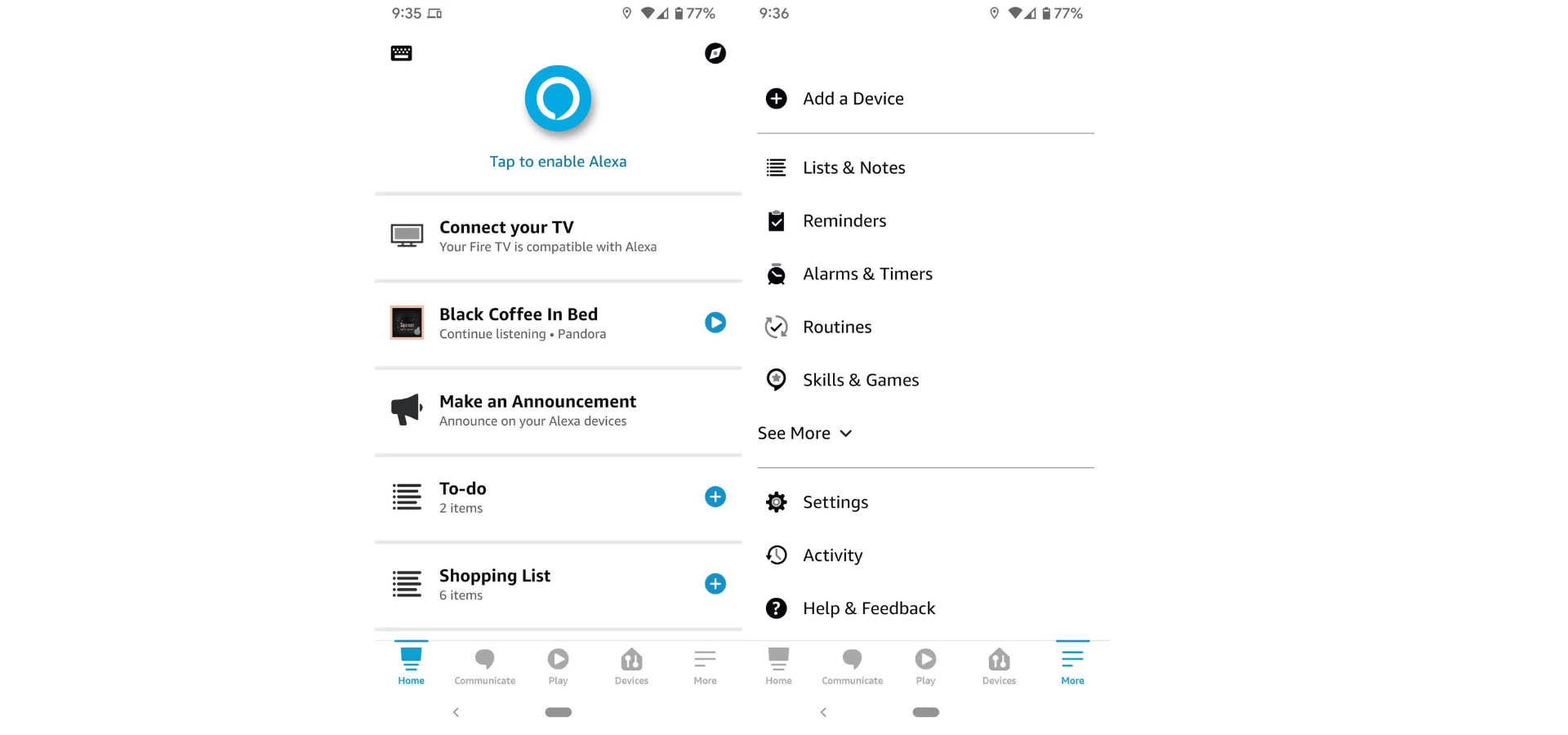 Az Amazon Alexa használata az Alexa alkalmazás-ból